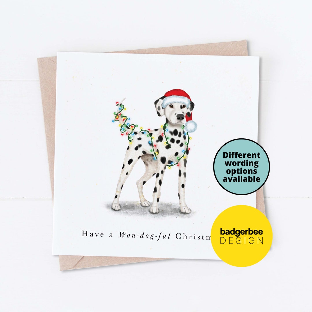 Dalmatian Christmas Card, Dog Christmas Card, Cute Dog Christmas Card ...