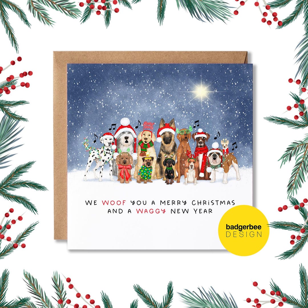Funny Dog Christmas Card, Dog Pun Christmas Card, Merry Christmas Card ...