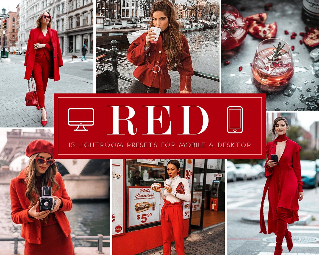 15 Red Presets Fashion Mobile Lightroom Presets Desktop Moody Outdoor ...