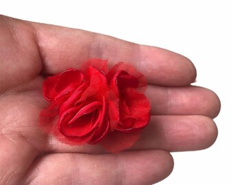 Red Satin Ribbon Flowers, 3 1/2 Satin Fabric Flowers, Satin Flower ...