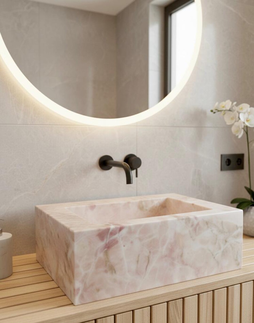 Pink Marble Sink for Bathroom. Handmade Natural Stone Basin - Etsy