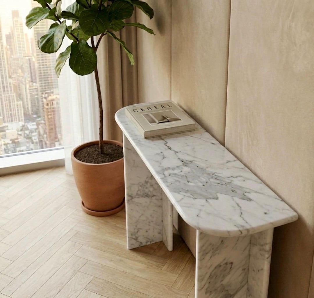 Carrara Marble Console Table Modern Stone Entryway Table Handmade ...