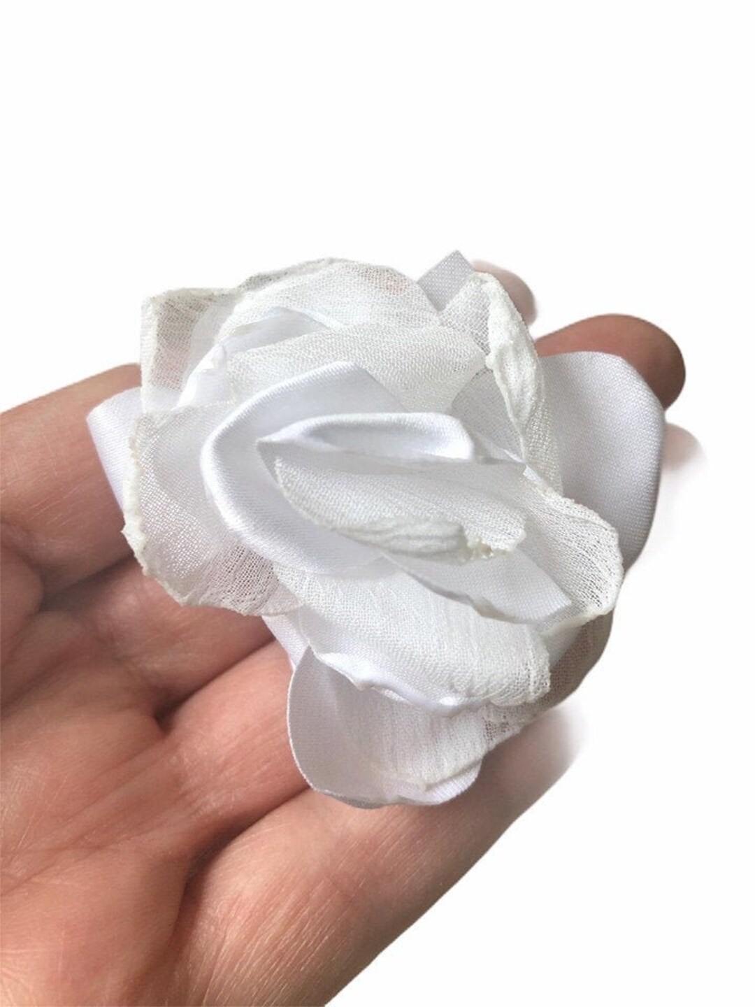 White Fabric Flower Big Fabric Roses 2.35 Inch,fabric Flower Applique ...