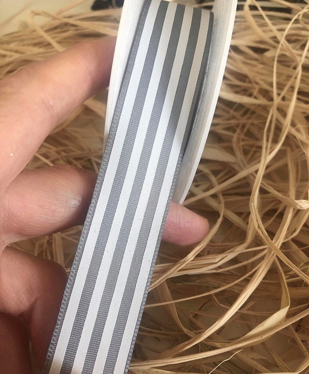 Gray White Striped Grosgrain Ribbon,grosgrain Ribbon by the Yard,25mm-1 ...