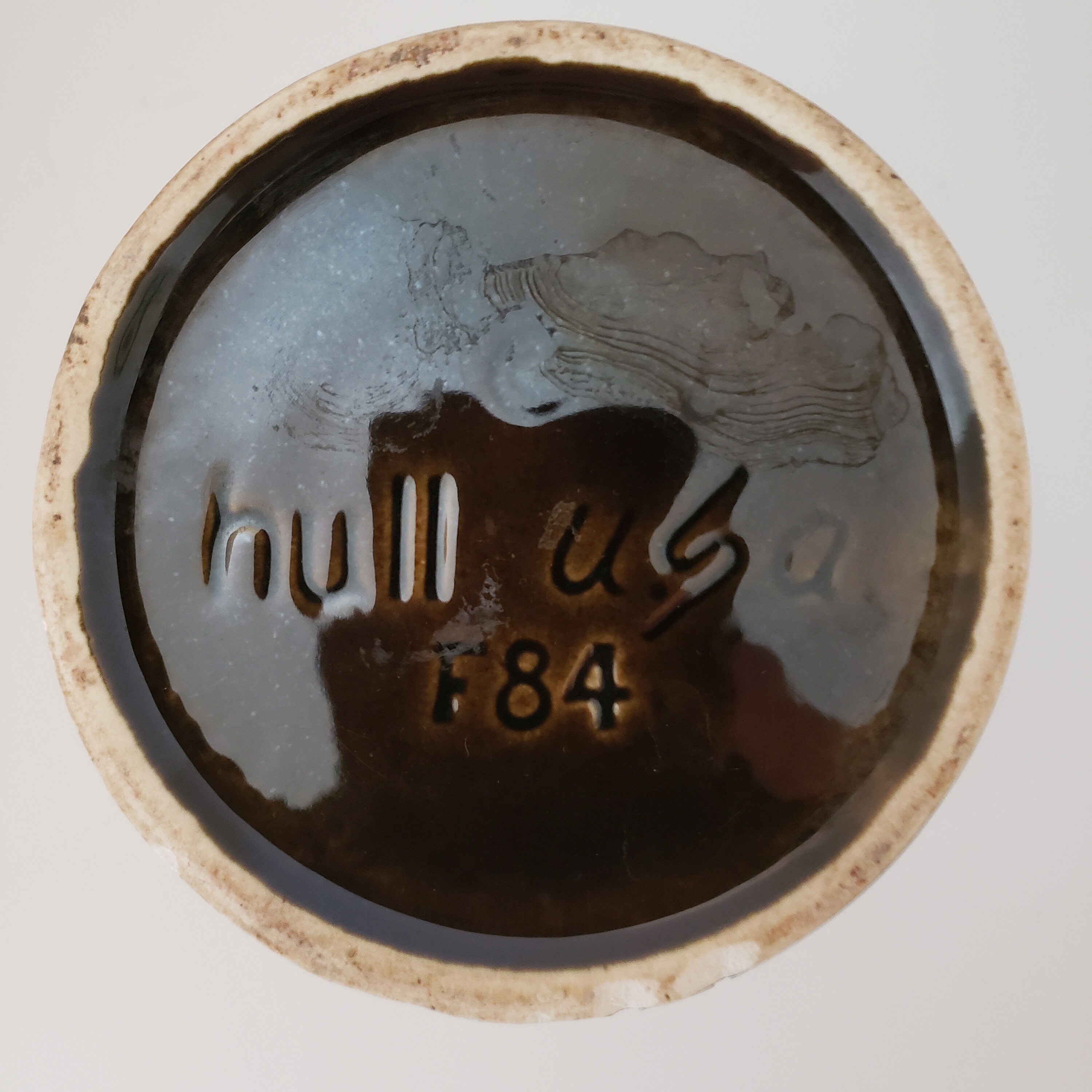 Hull USA Pottery F84 Olive Green Drip Glaze Planter, Flower Pot ...