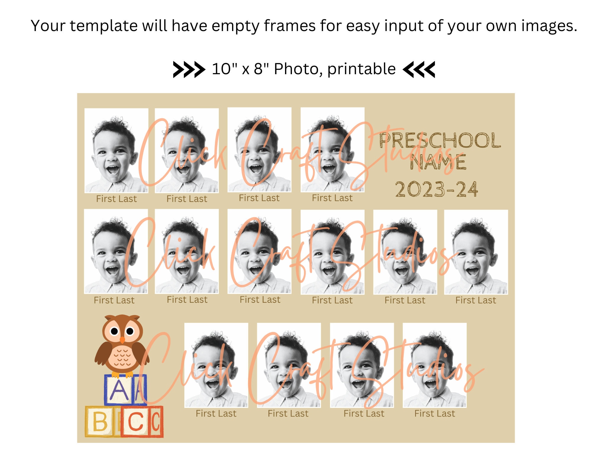Bundle of 9 Class Photo Collage Composite Templates, Canva, Smart Owl ...