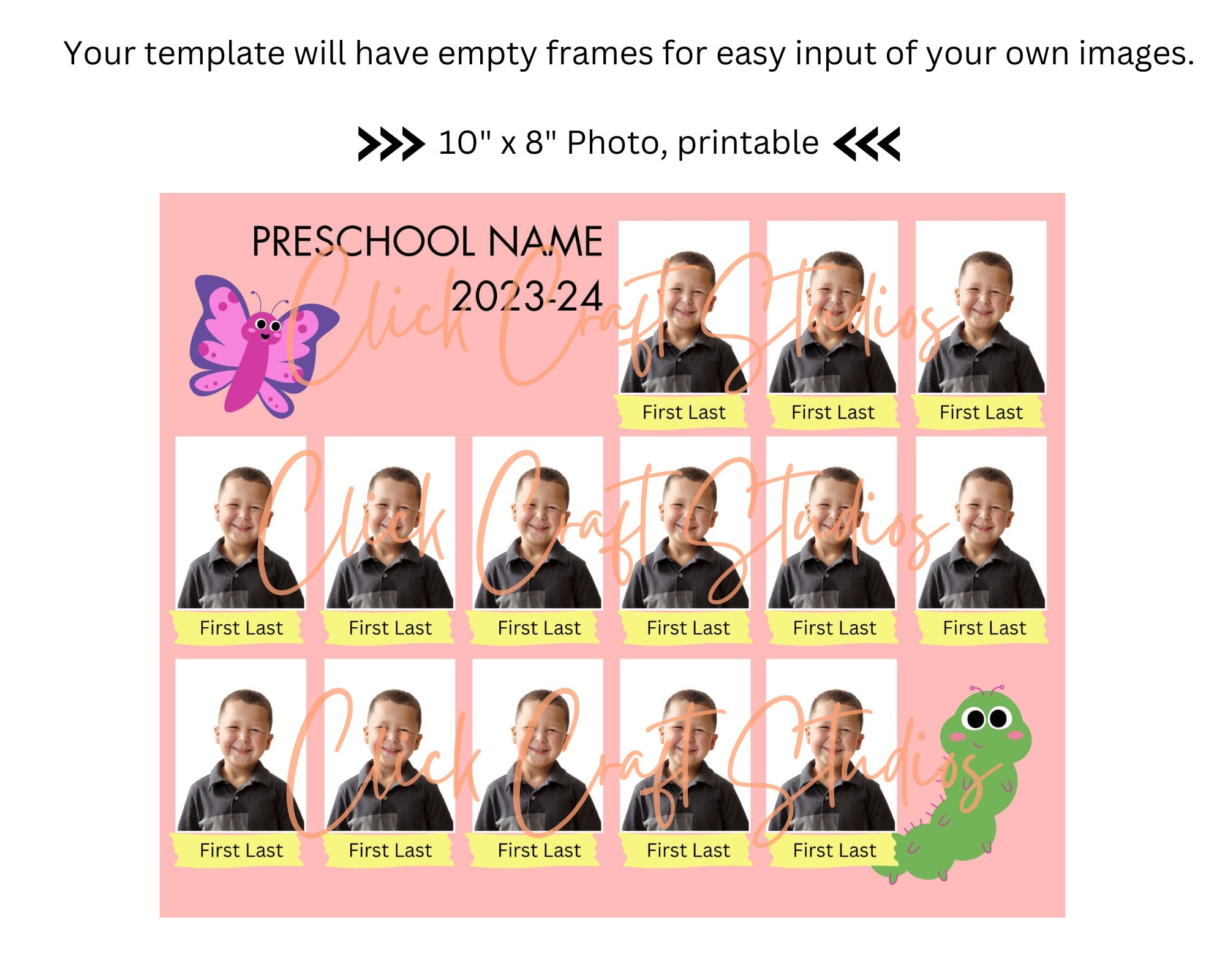 14 Student Class Photo Collage Composite, Canva Template, Cute Insect ...