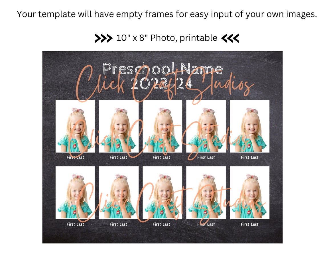 10 Student Class Photo Collage Template, Editable in Canva, Chalkboard ...