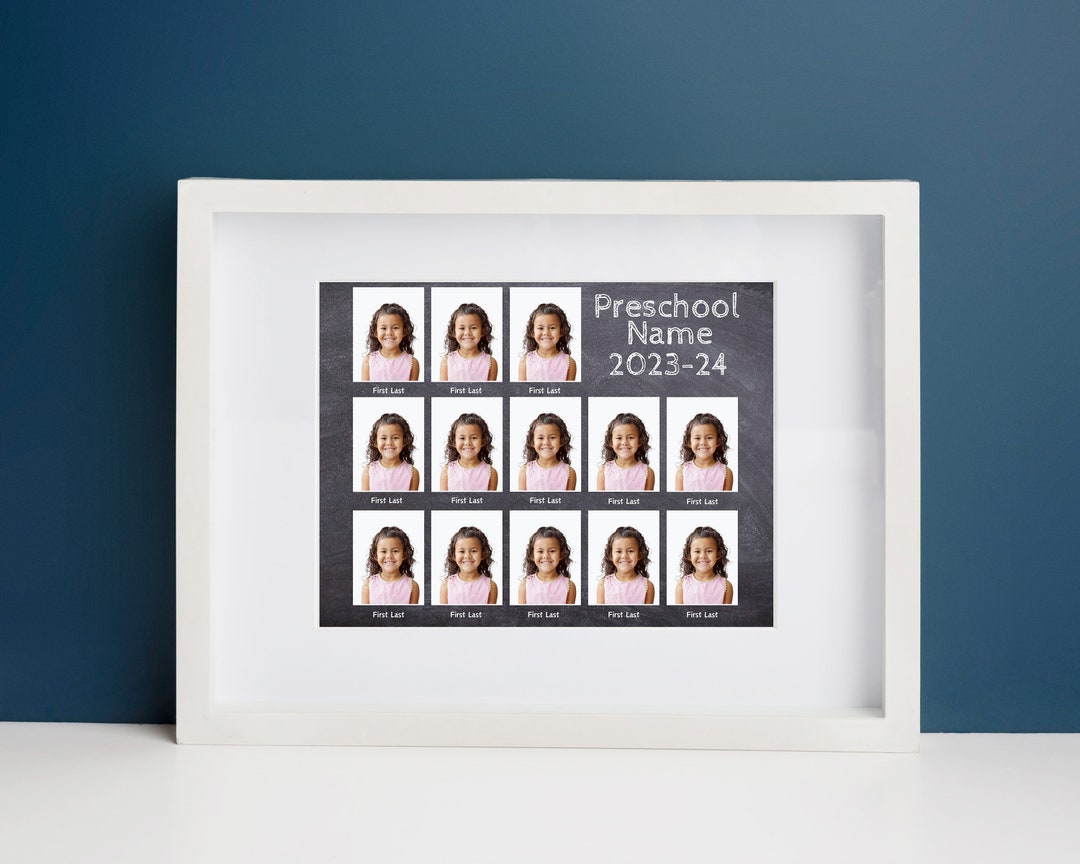 13 Student Class Photo Collage Template, Canva Template, Chalkboard ...