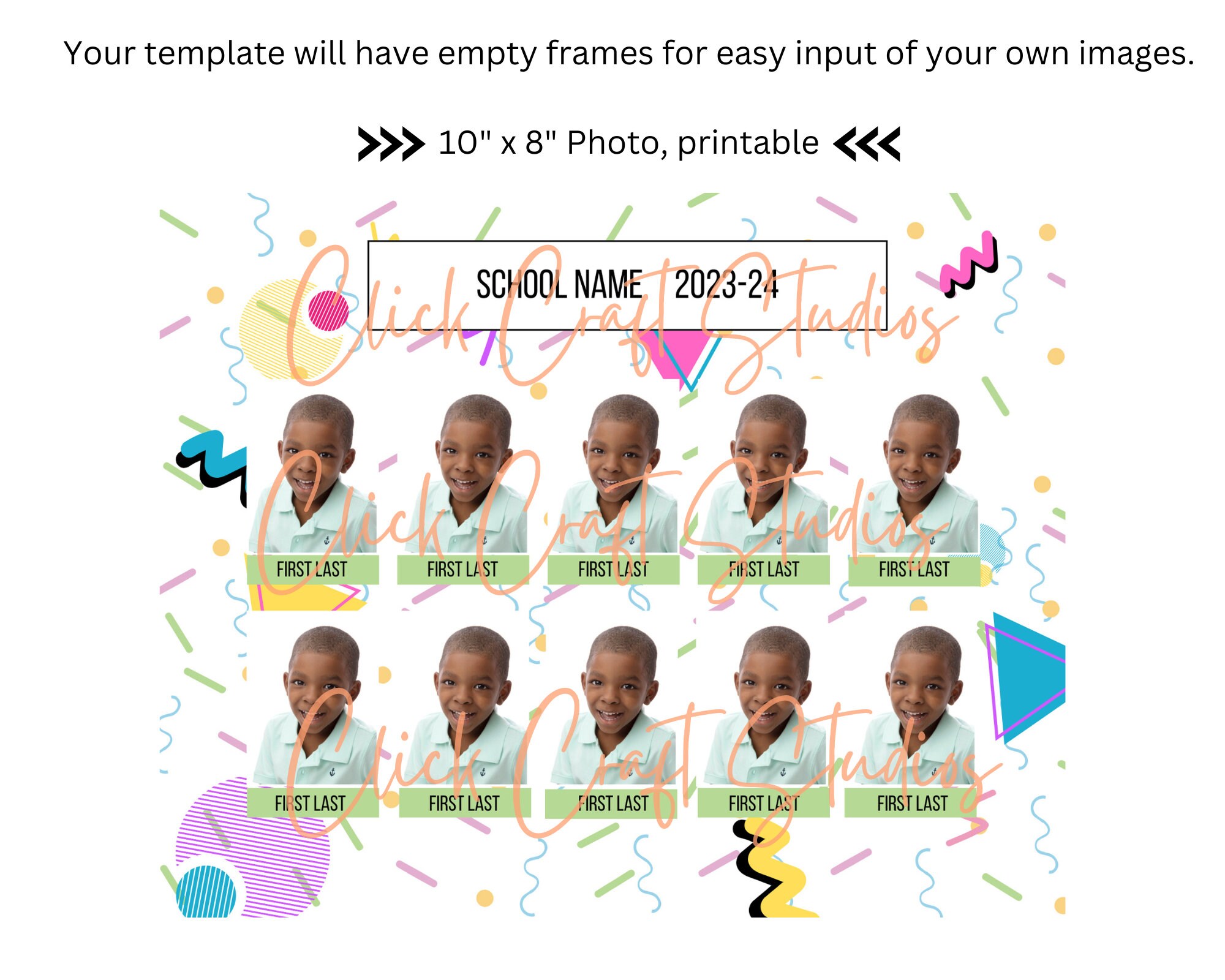 10 Student Class Photo Composite Template, Editable in Canva, Perfect ...