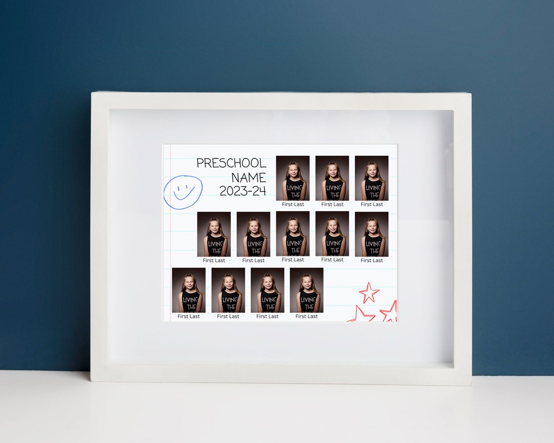 12 Student Class Photo Collage Template: Notebook Theme (canva Template ...