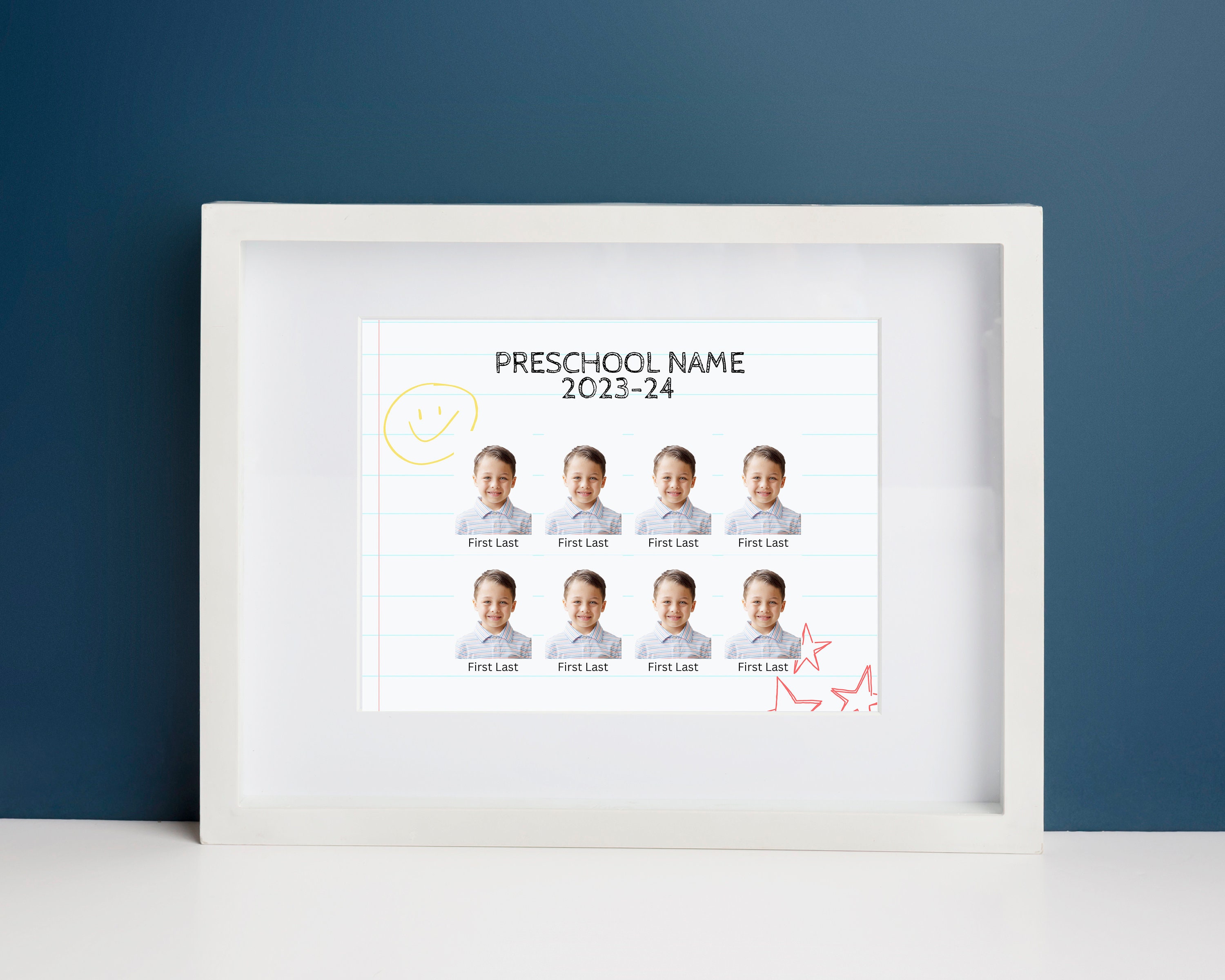 8 Student Class Photo Collage Composite, Canva Template, Notebook Theme ...