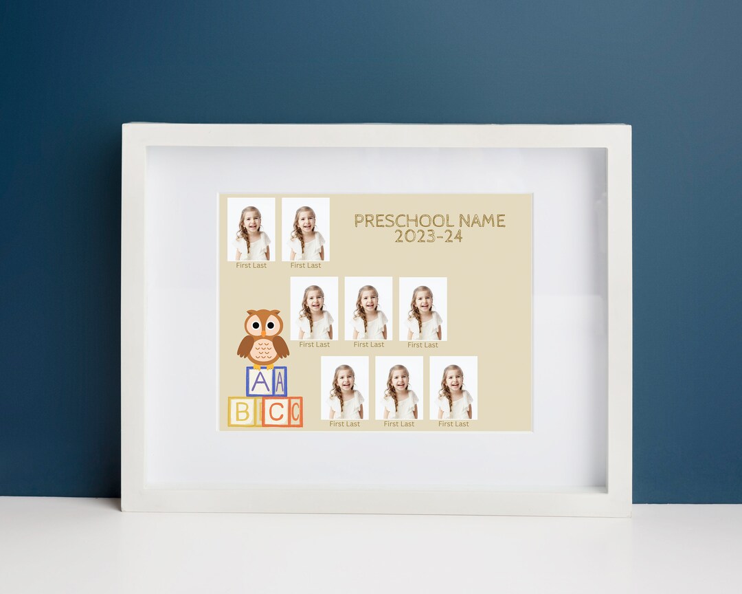 8 Student Class Photo Collage Composite, Canva Template, Smart Owl ...