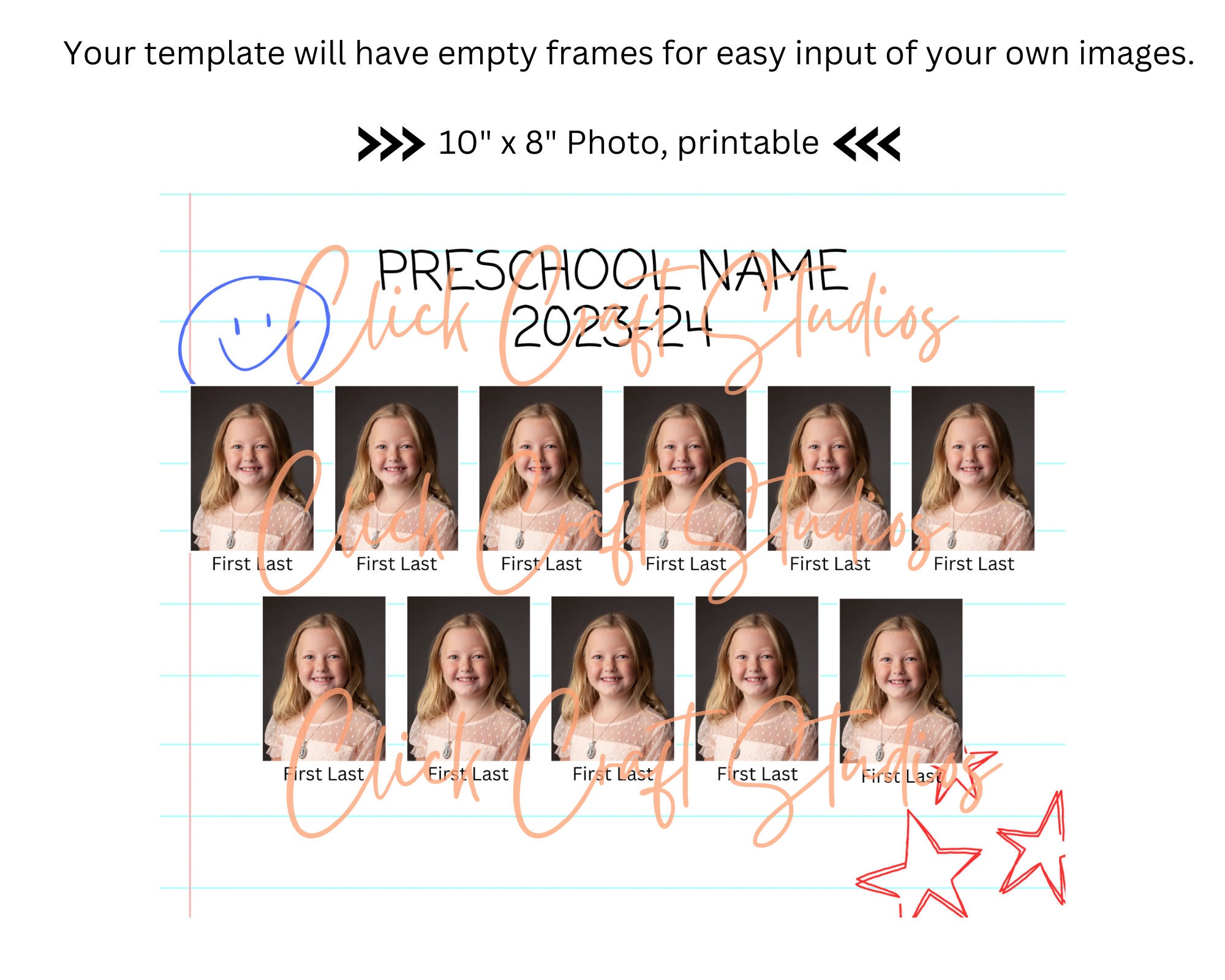 11 Student Class Photo Collage Composite, Canva Template, Notebook ...