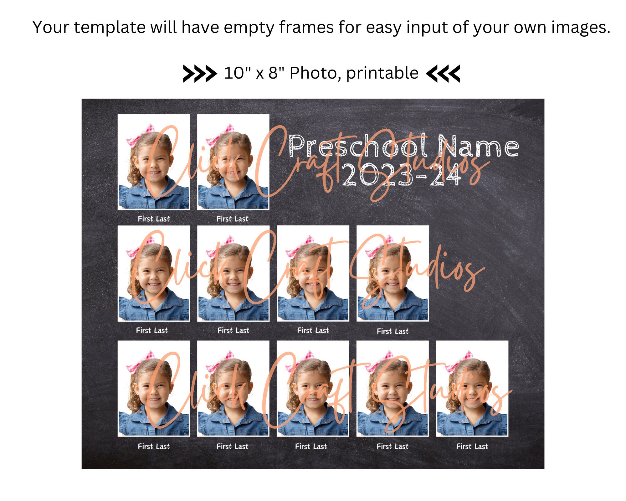 11 Student Class Photo Collage Template, Editable in Canva, Chalkboard ...
