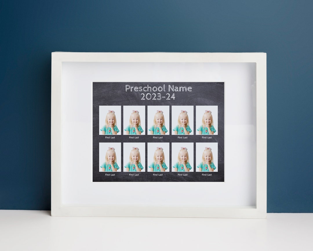 10 Student Class Photo Collage Template, Editable in Canva, Chalkboard ...