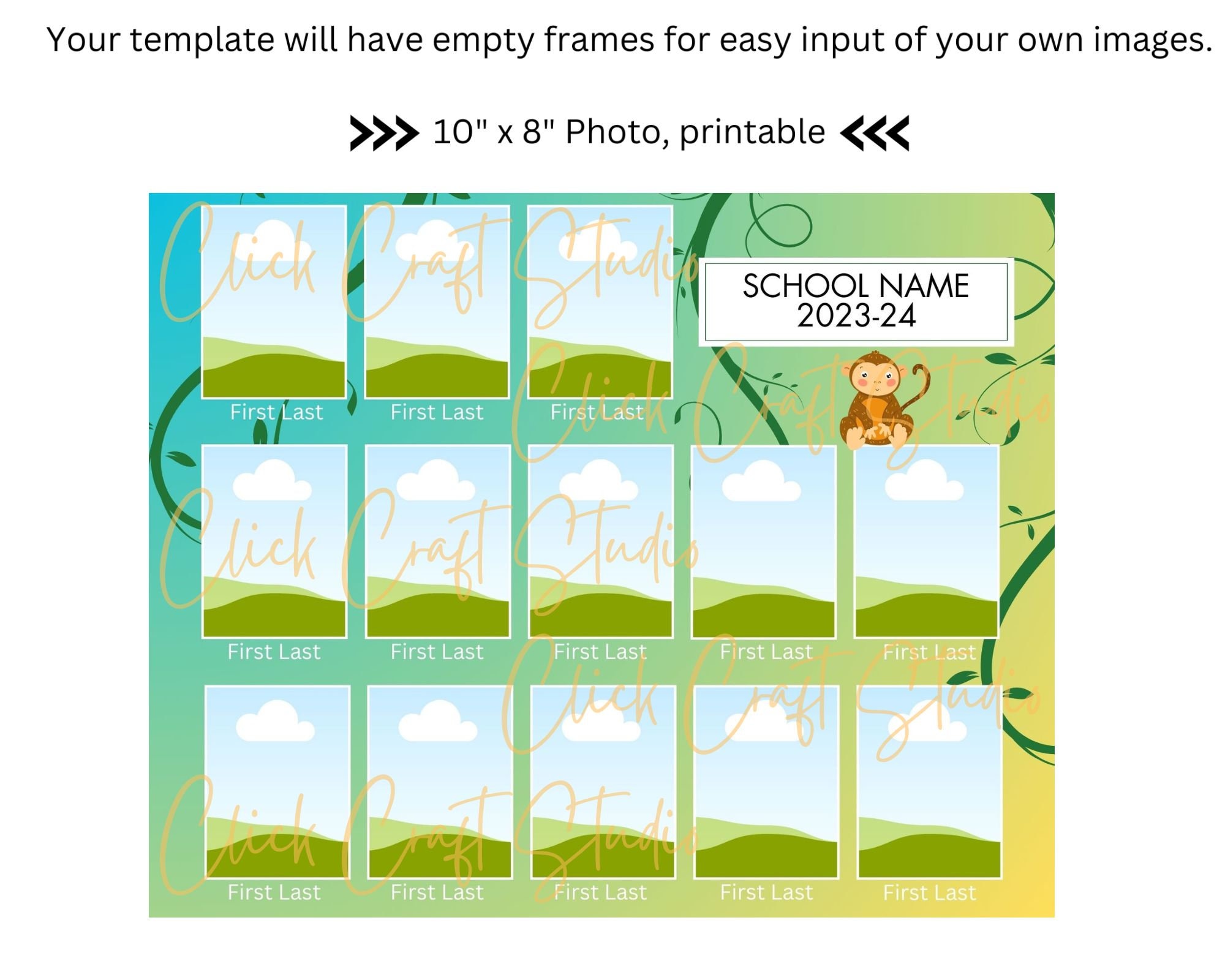 Set of 11 Class Photo Composite Templates, Canva Photo Collage, Jungle ...
