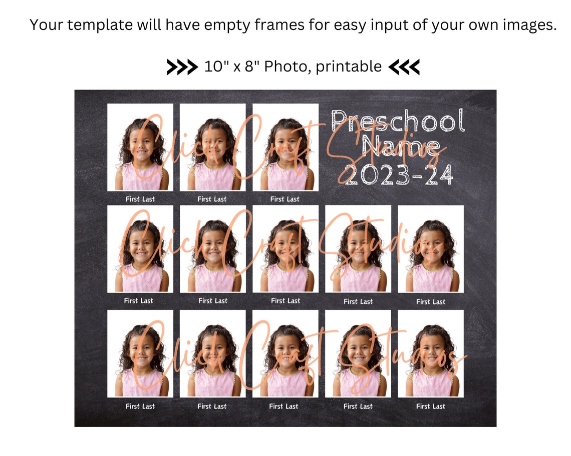 13 Student Class Photo Collage Template, Canva Template, Chalkboard ...