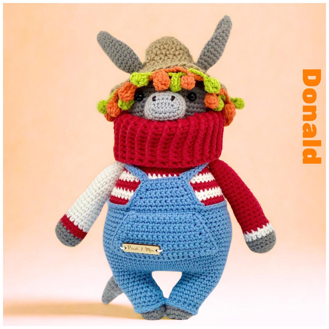 Donkey Crochet Pattern PDF – Donald the Donkey – Amigurumi Stuffed ...