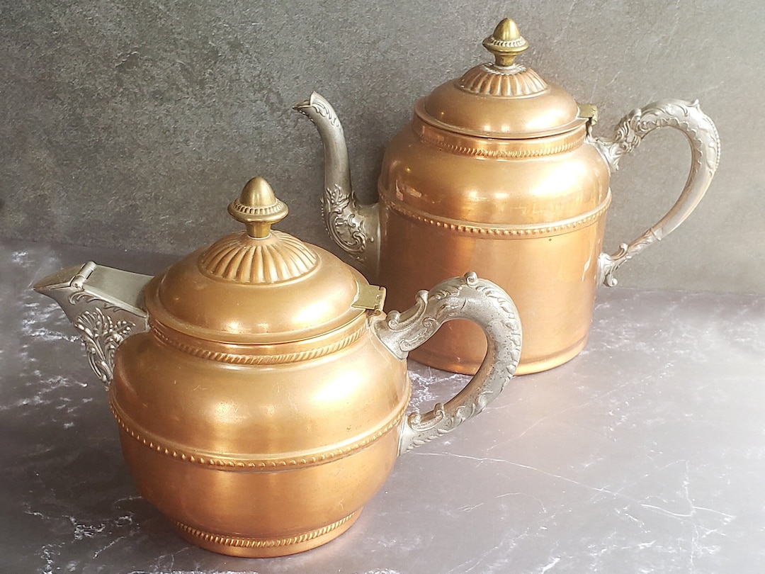 Antique Copper/nickel Coffee & Teapot Set, Rochester Stamping Works ...