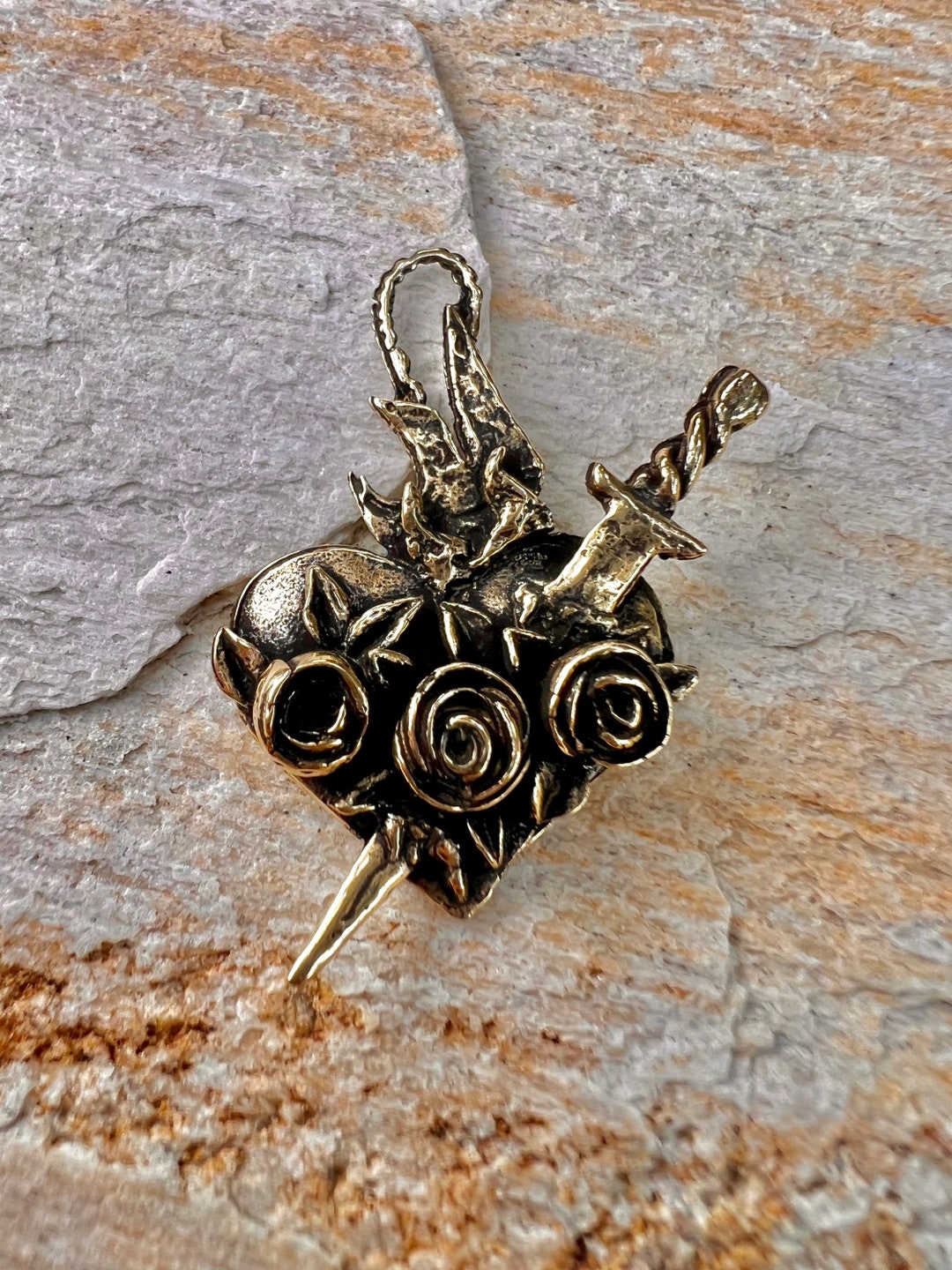 Sacred Heart of Mary W/ Sword & Roses, GB-1060 - Etsy