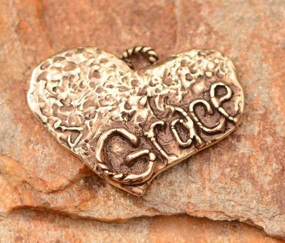 Bronze Grace Heart Amazing Artisan Grace Charm LD-627 | Etsy