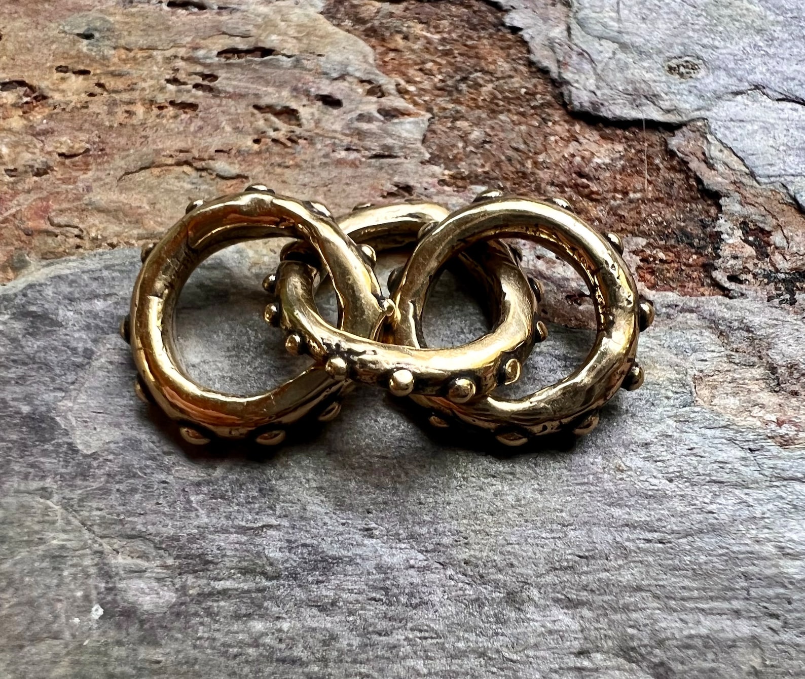 Dotted Chain Links, Open and Closed Links in Gold Bronze, Set of Two GB ...