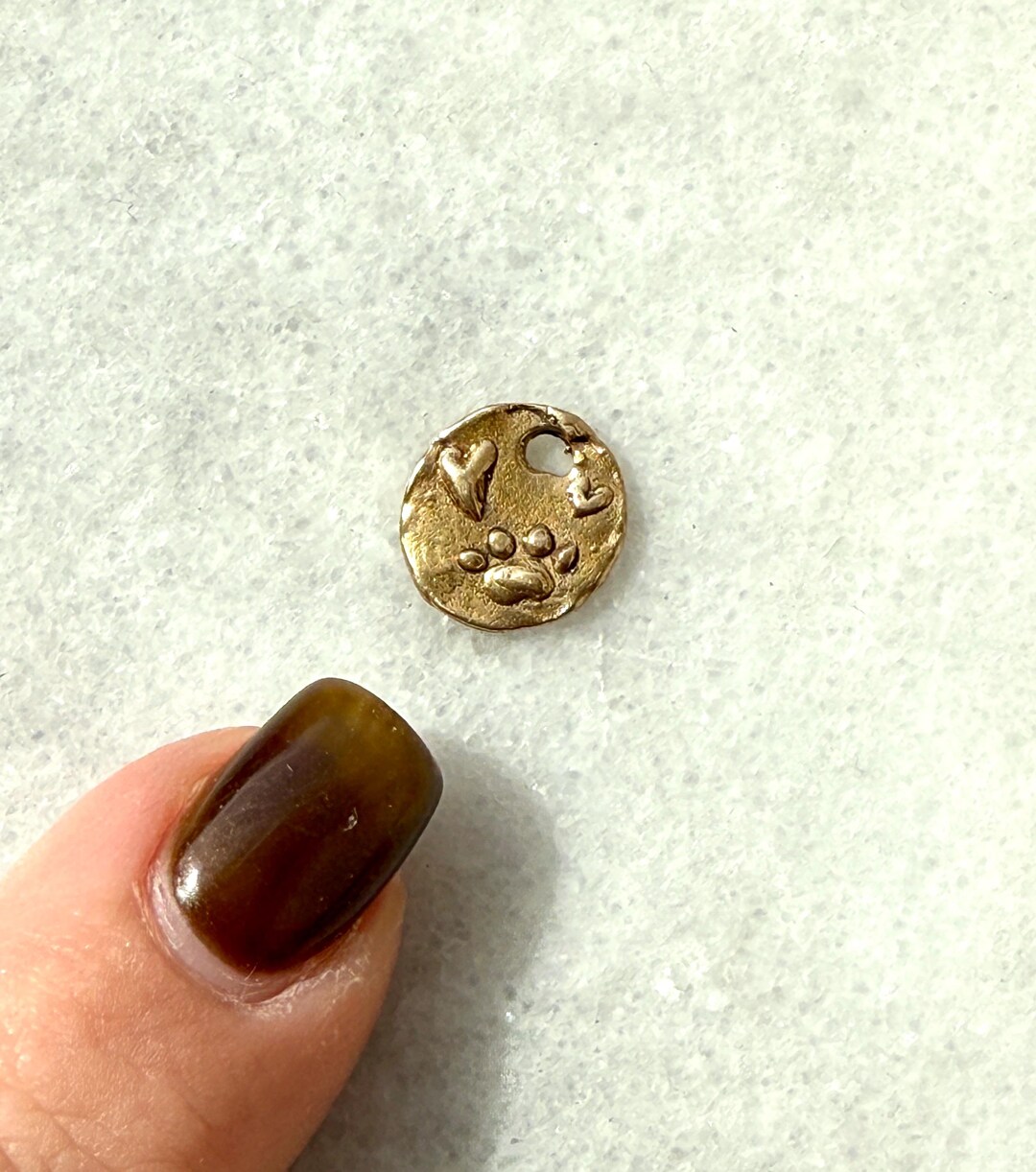 Tiny Paw Print With Heart Charm in Gold Bronze, GB-1107 - Etsy