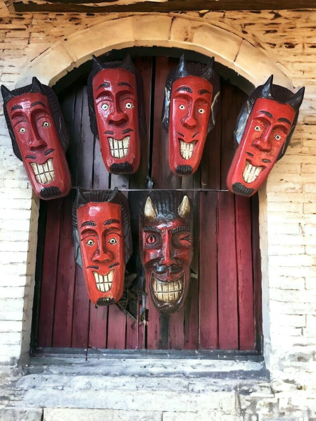 Devil Wall Wood Mask 30cm - Etsy