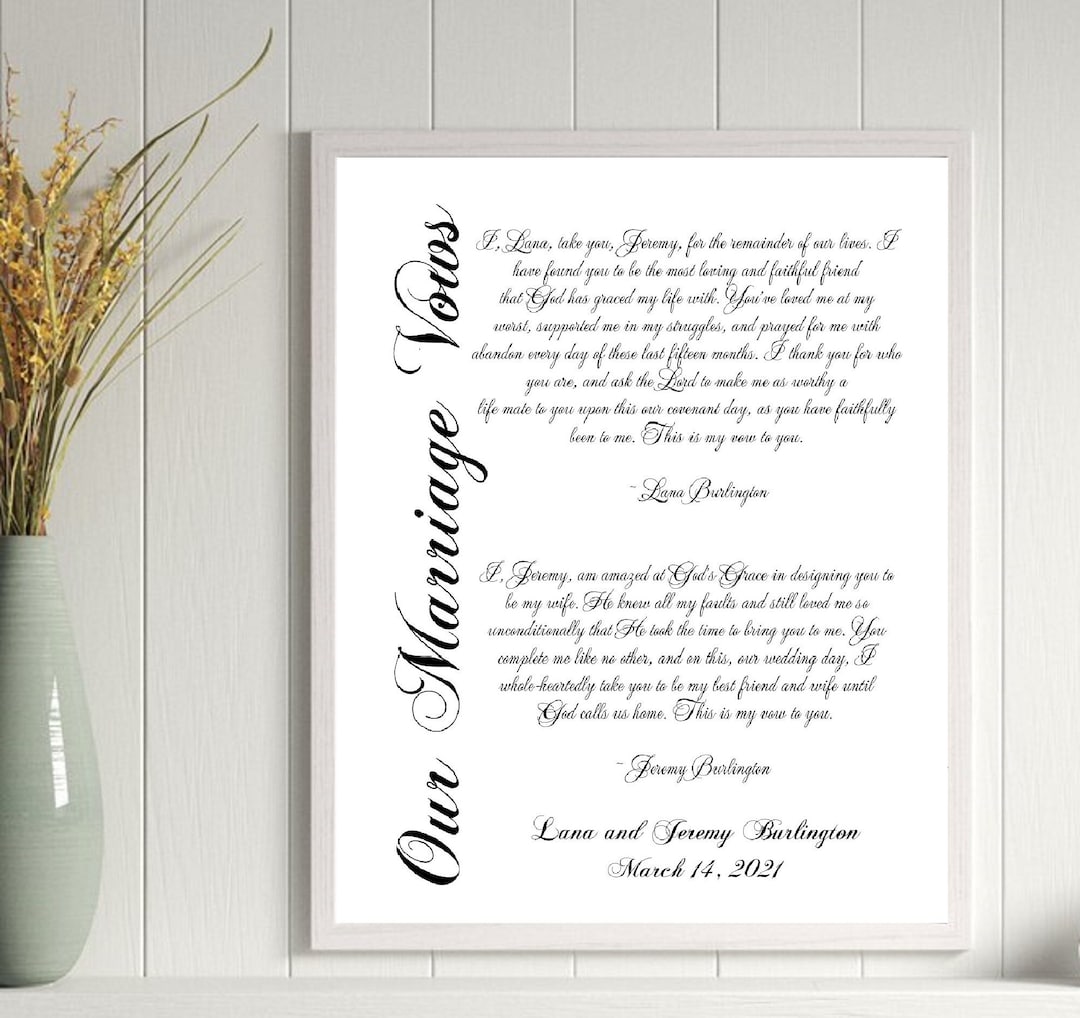 Our Marriage Vows Certificate Template 8x10/easy Corjl Edit/edit ...