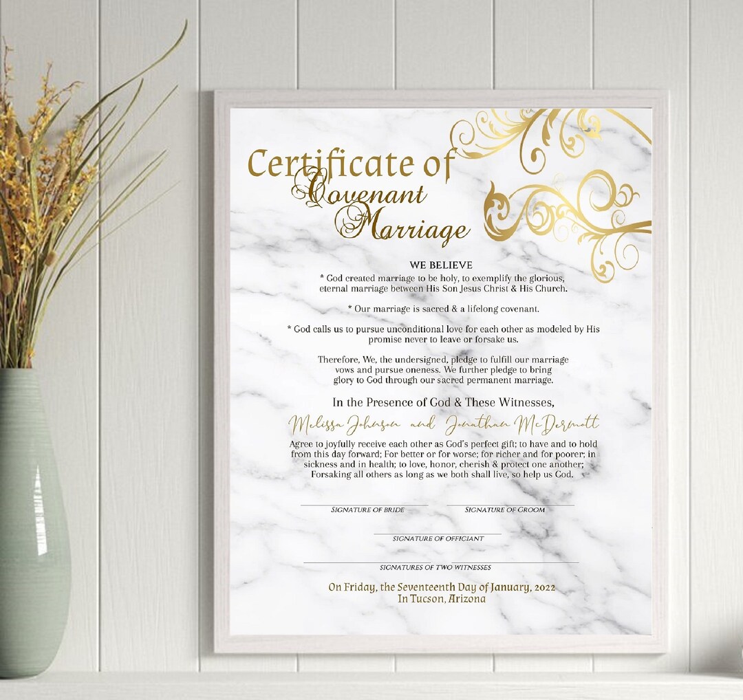 Abstract Love Certificate of Marriage Template 8x10/easy Corjl Editing ...
