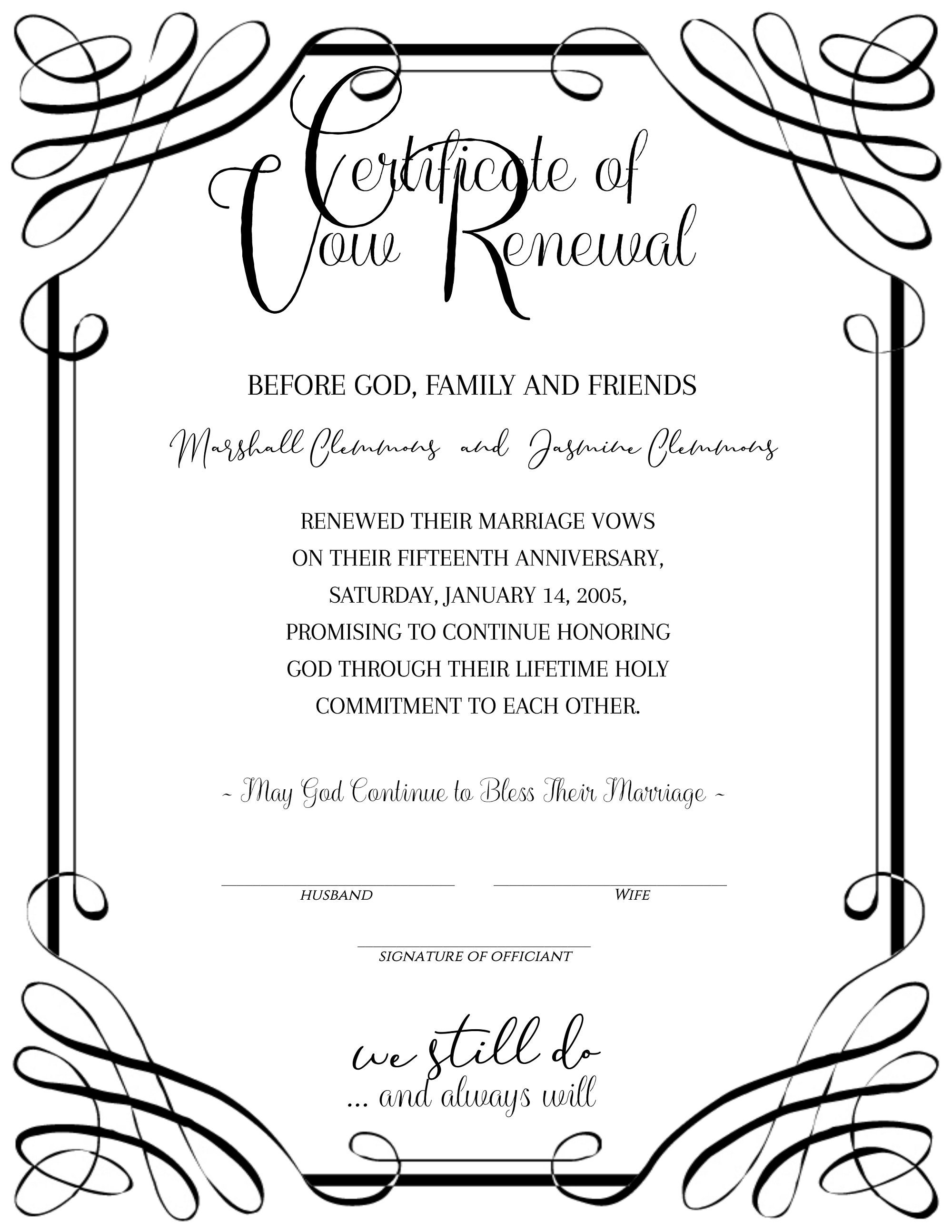 We Still Do Marriage Vow Renewal Certificate Template 8.5x11/easy Corjl ...