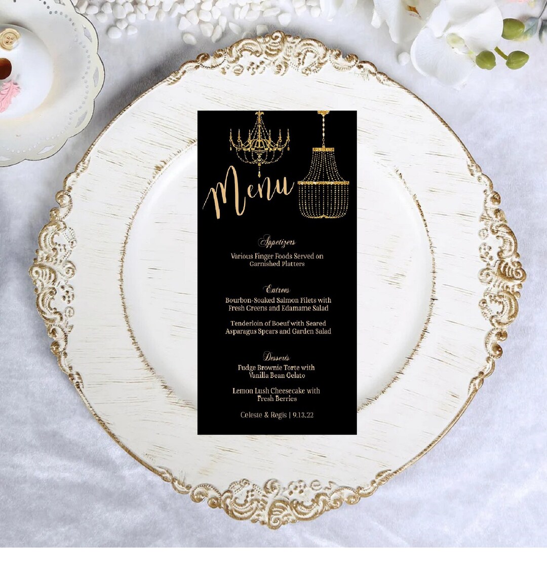 Lavishly Elegant Reception Menu Card 4x7 Template Dc/easy Corjl Edit ...