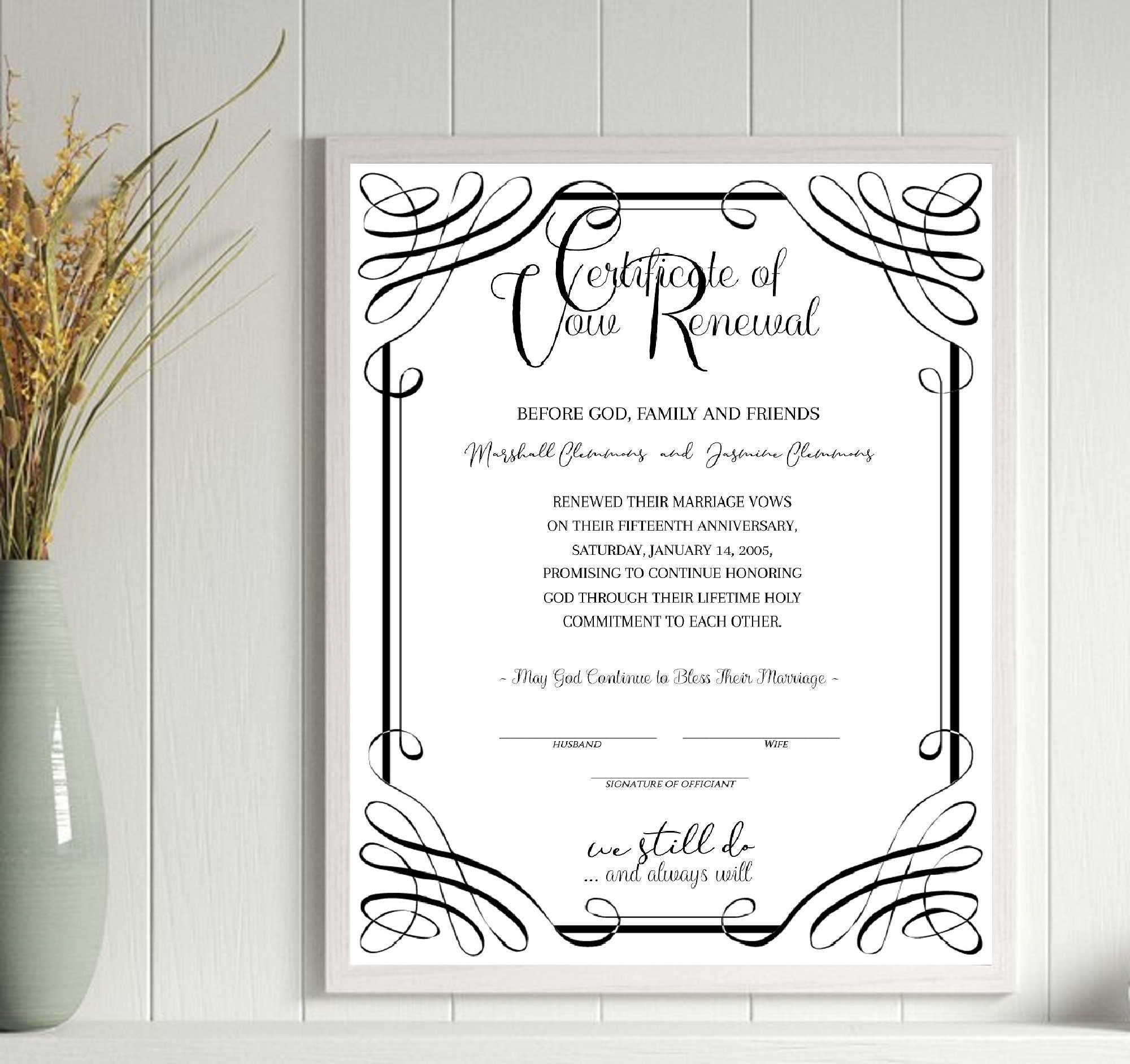 We Still Do Marriage Vow Renewal Certificate Template 8.5x11/easy Corjl ...