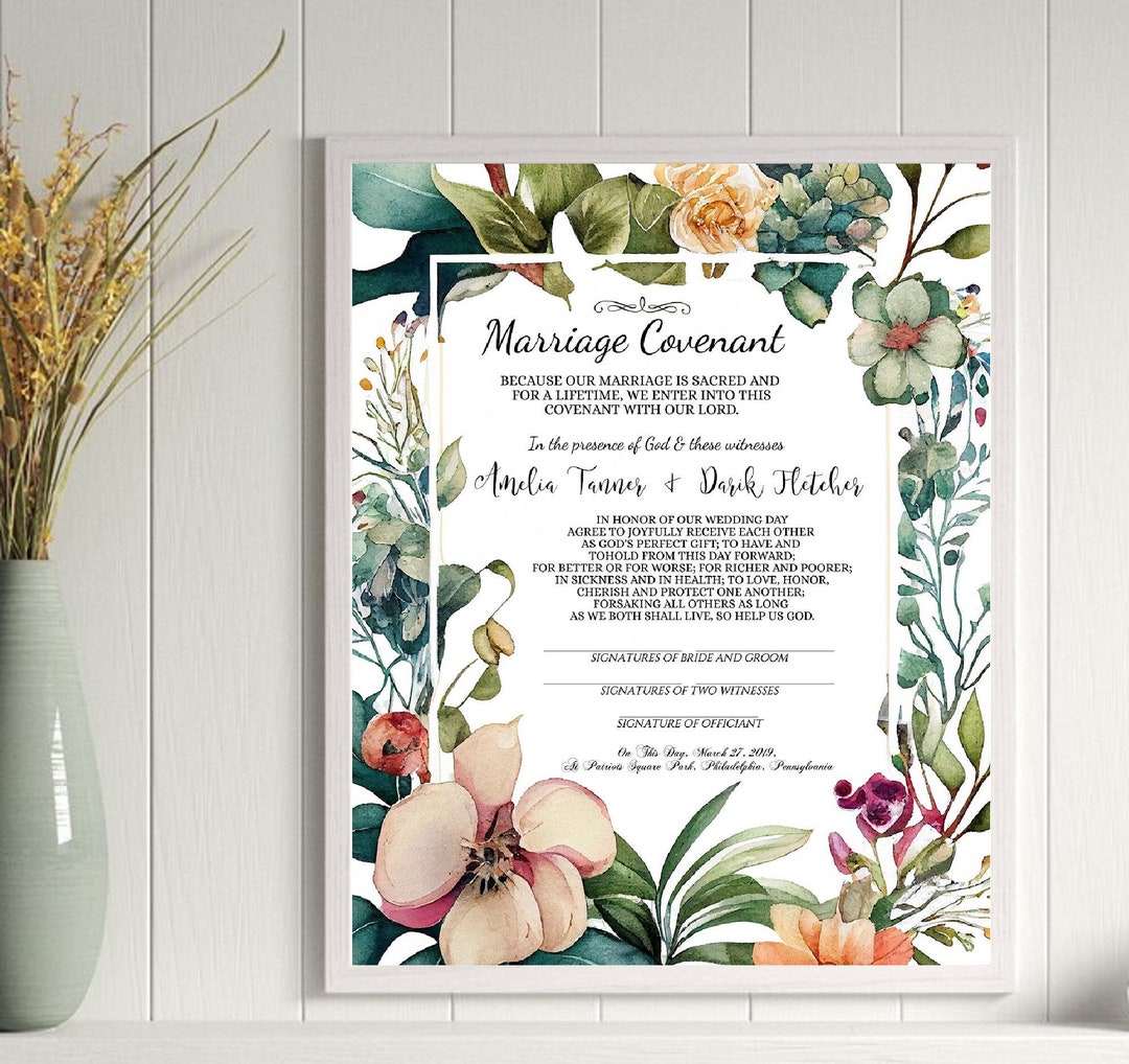 God's Vibrant Imagination Marriage Covenant Certificate Template 8x10 ...