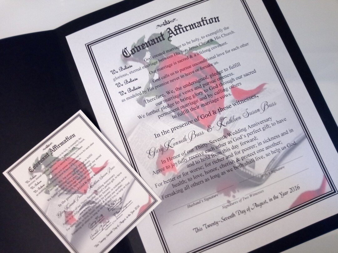 Fragrant Bookmark in the Word Marriage Covenant Renewal Certificate ...