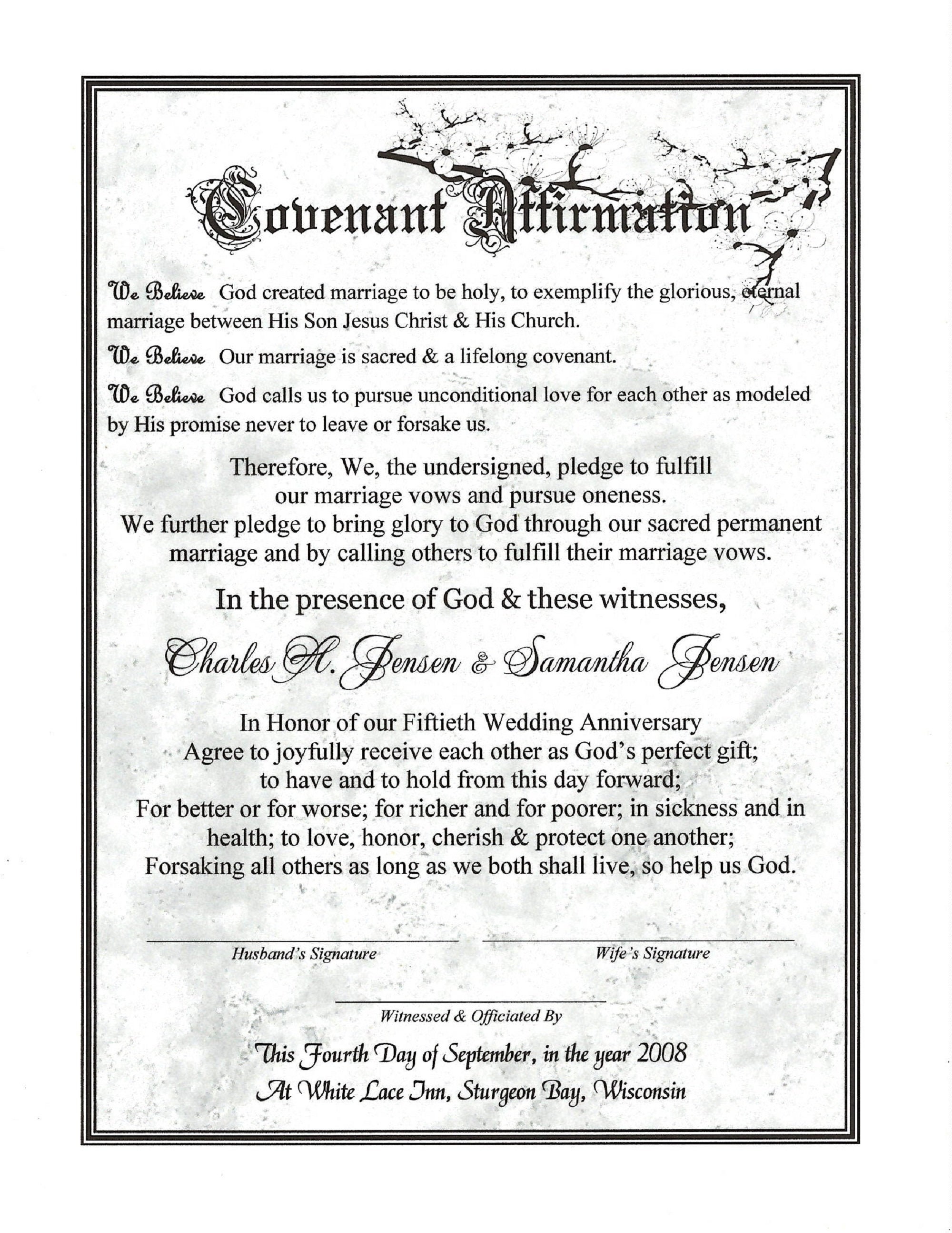 Silver Studded Romance Marriage Covenant Renewal Certificate/optional ...