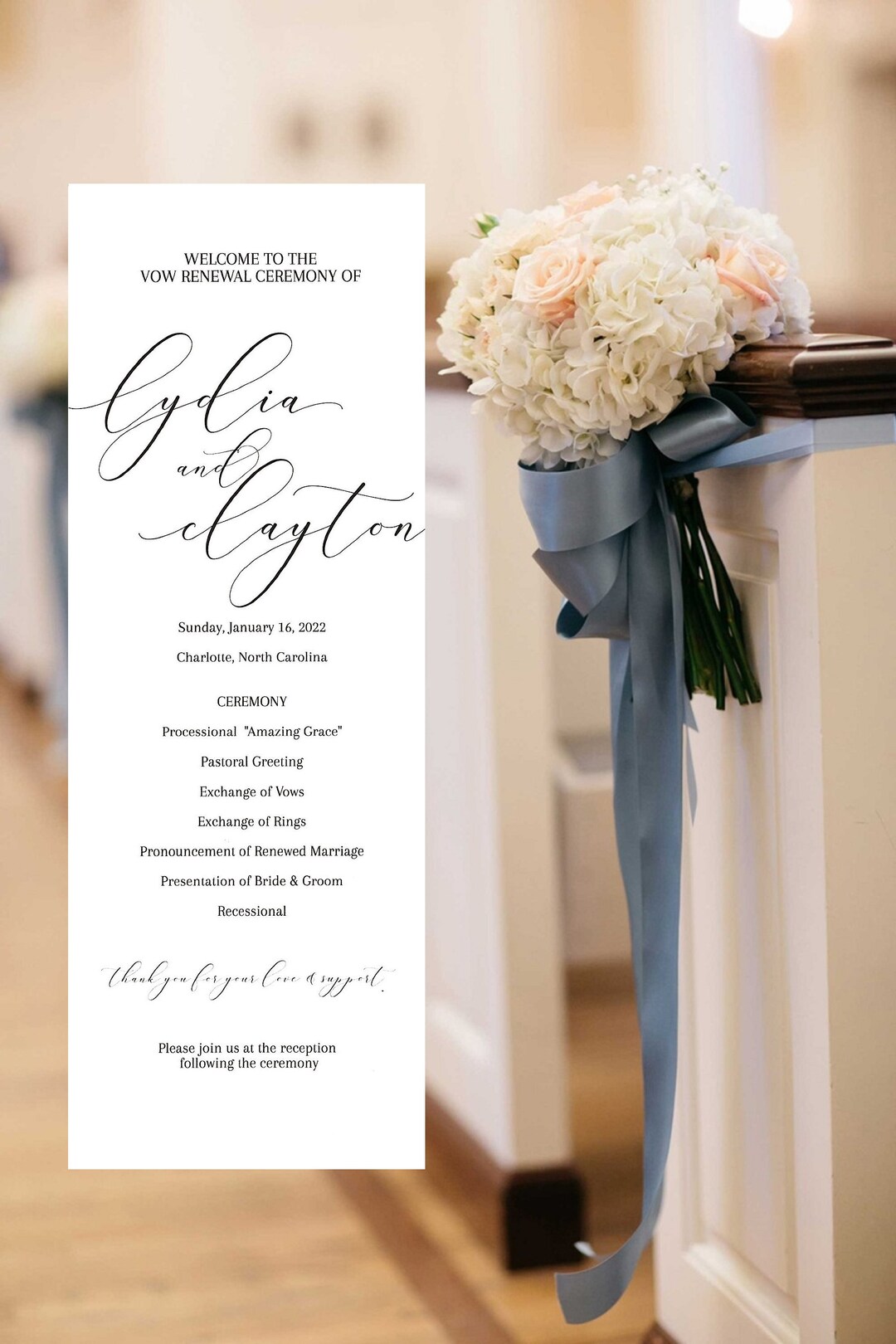Classy Minimalist Wedding Program 1 Editable and Printable/4" X 11"/2 ...
