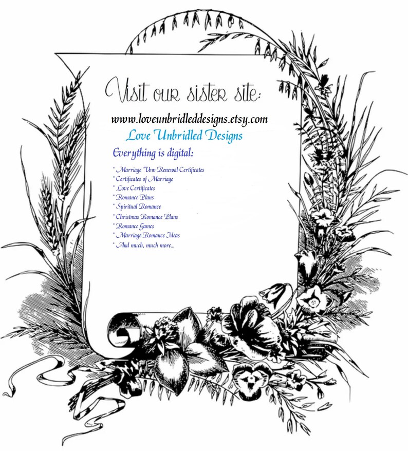 Floral Beauty Marriage Vow Renewal Certificate 8x10/easy Corjl Edit ...