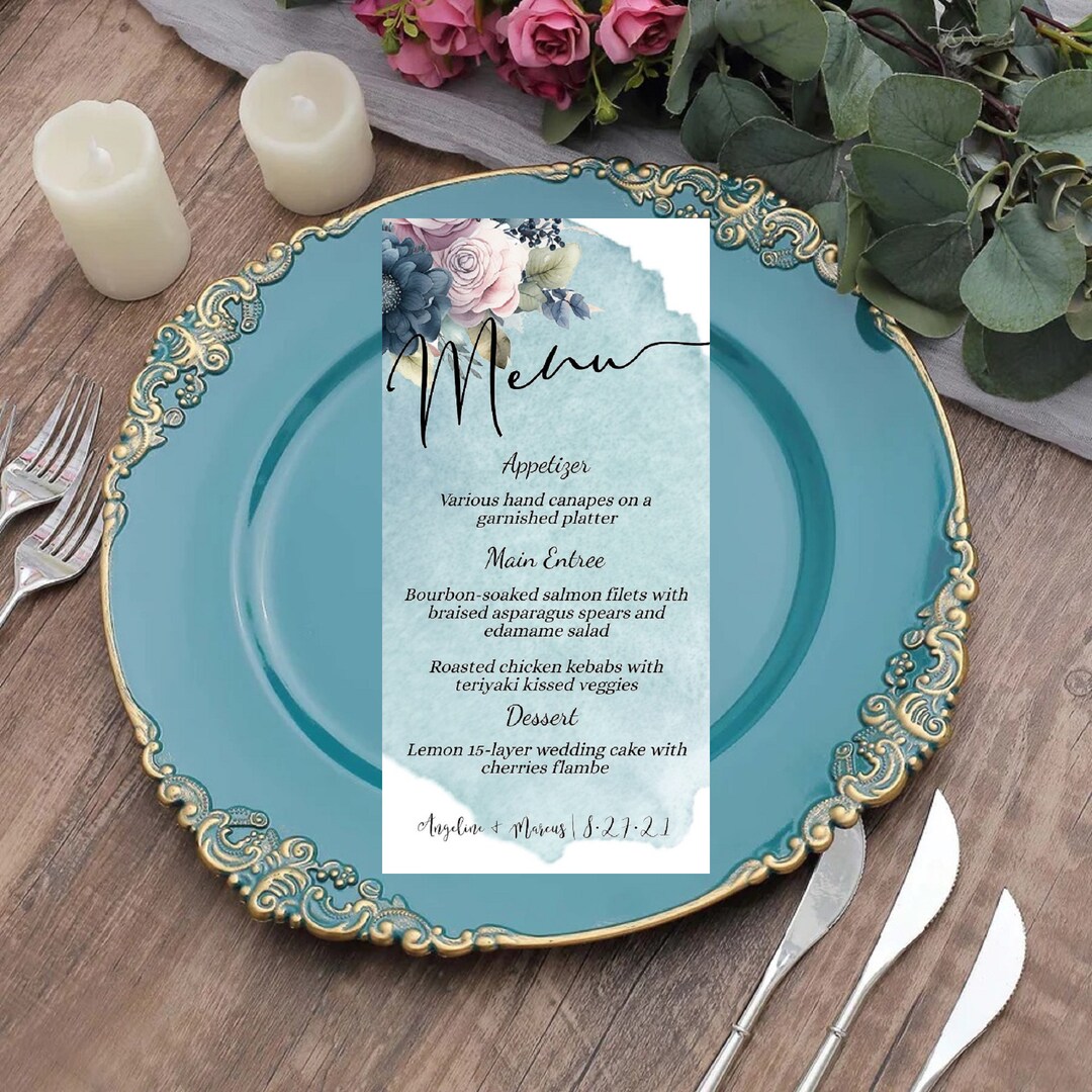 Treasure of My Heart Reception Menu Card 4x8 Template Dc/easy Corjl ...