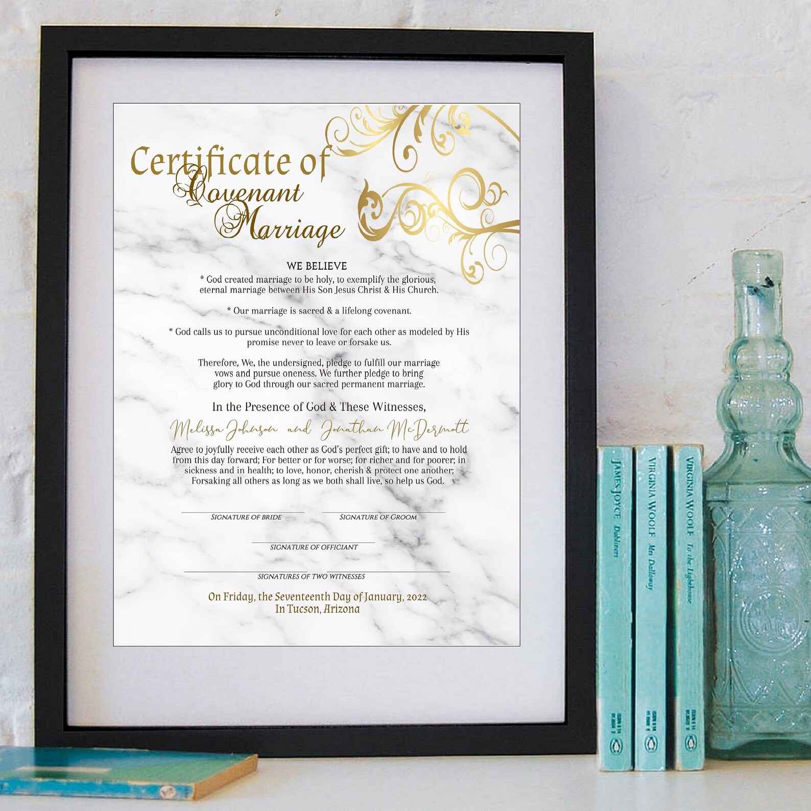 Abstract Love Certificate of Marriage Template 8x10/easy Corjl Editing ...