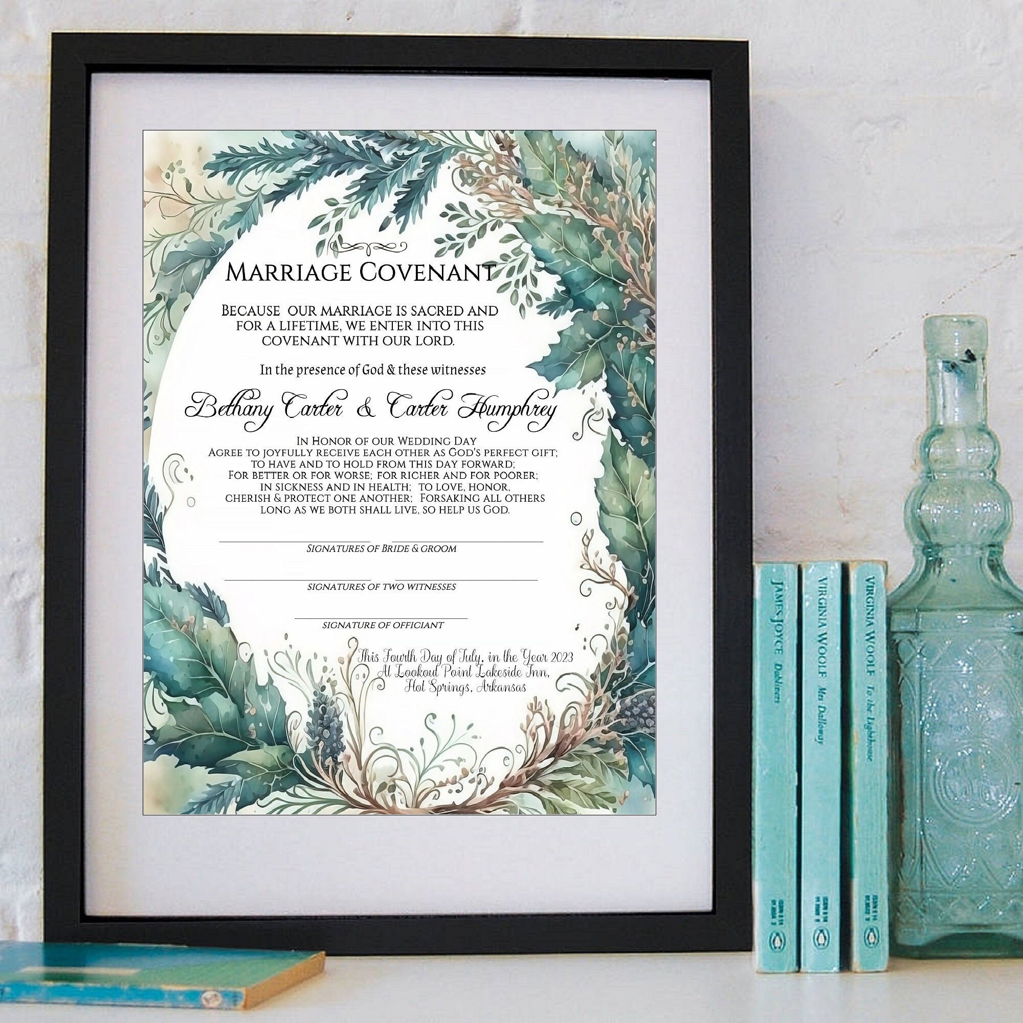 Blue Garland of Grace Certificate of Covenant Marriage Template 8x10 ...