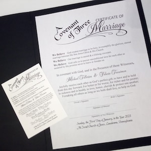 A Covenant of Three Certificate of Covenant Marriage/8.5x11/printed on ...