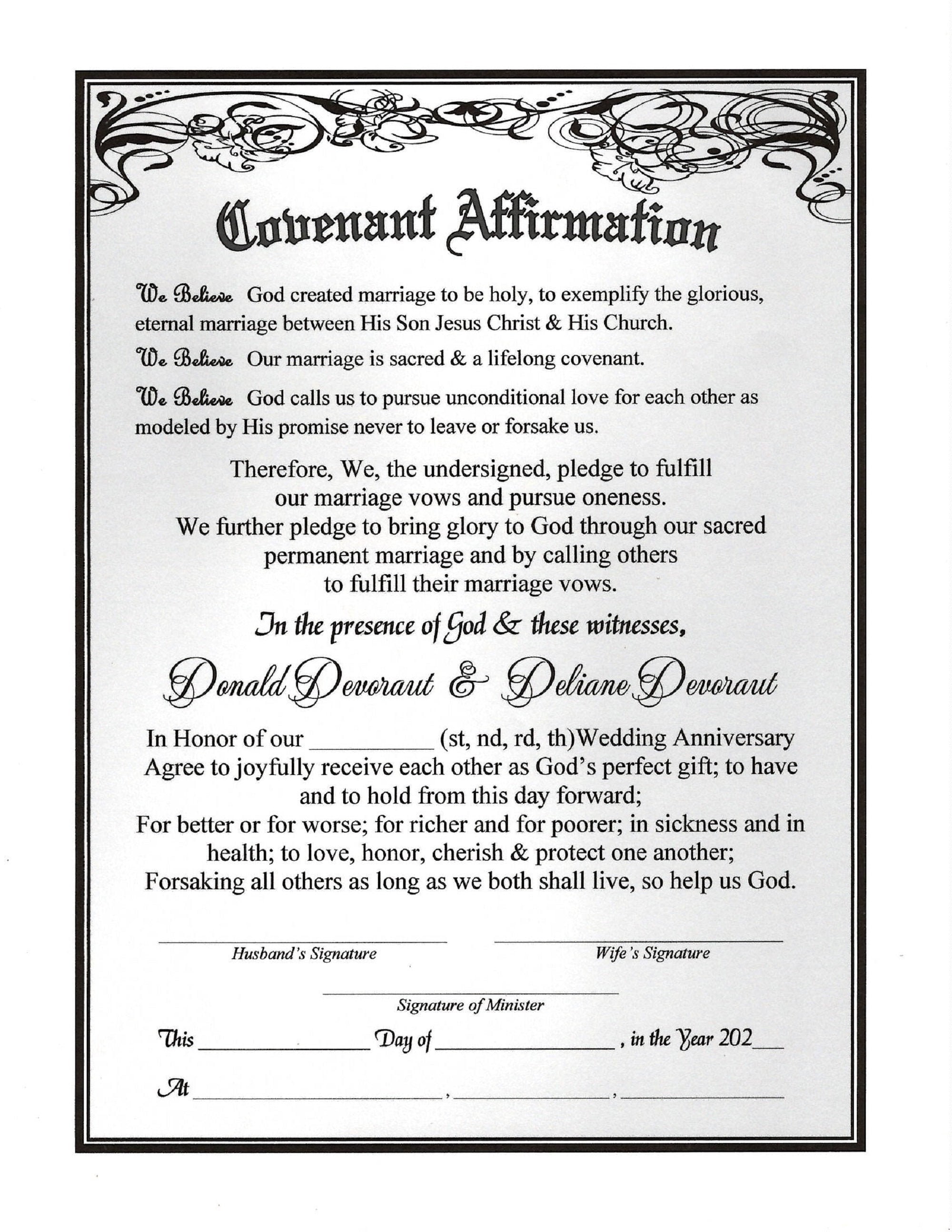 Timeless Silver Romance Marriage Covenant Renewal Certificate /optional ...
