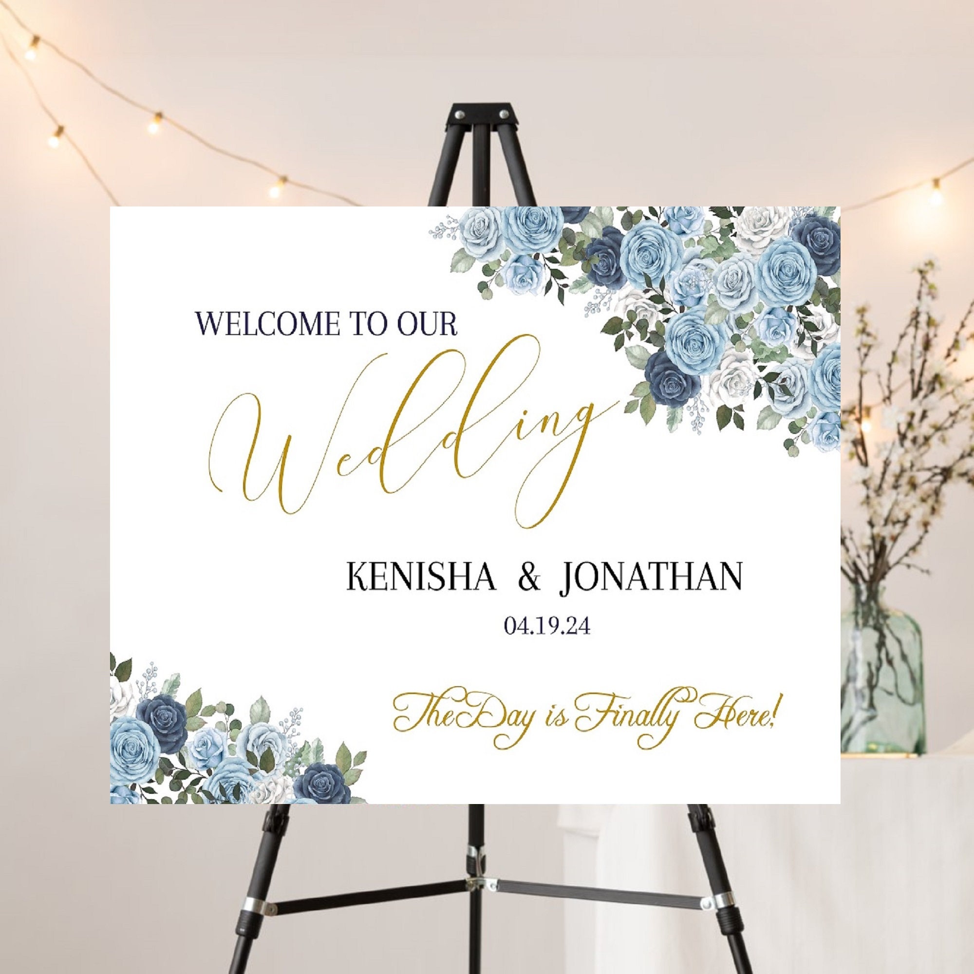 Blue Adoration Wedding Signs - 24x36 and 18x24/easy Corjl Editing/2 ...