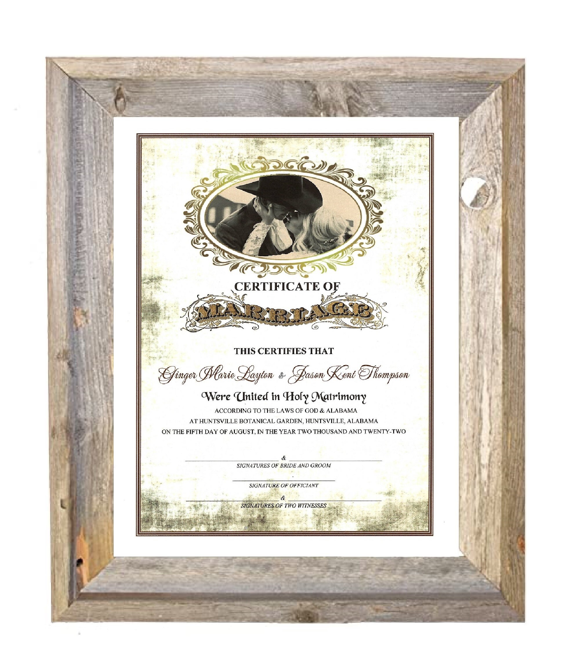 Happy Trails Cowboy Certificate of Marriage 8.5x11/opt Certificate ...