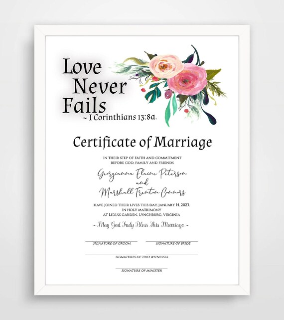 Virginia Certificate Of Marriage Template
