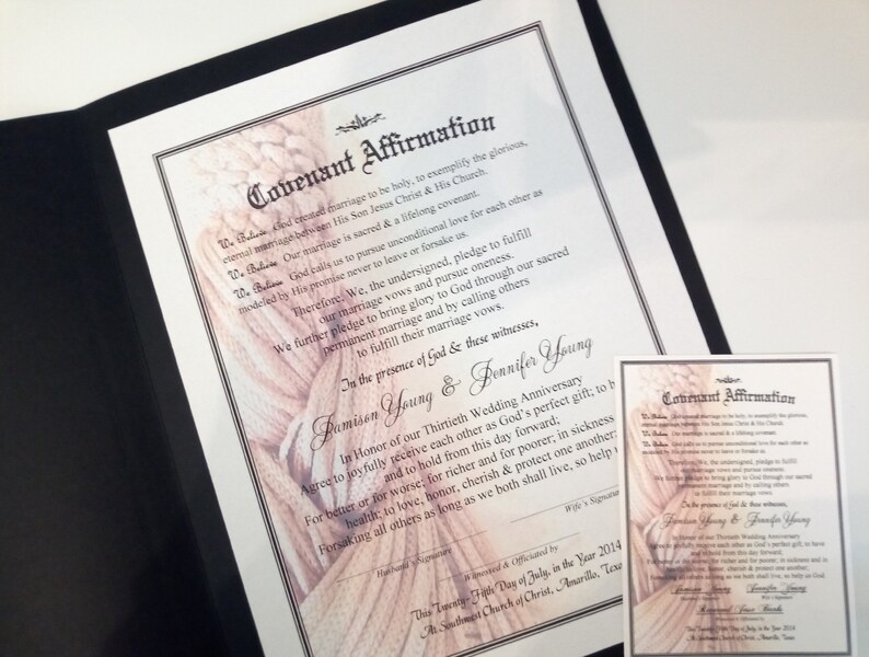 Marriage Covenant Renewal Certificate, Linen Cardstock - Etsy