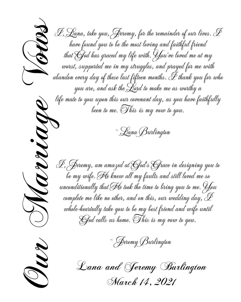 Our Marriage Vows Certificate Template 8x10/easy Corjl Edit/edit ...