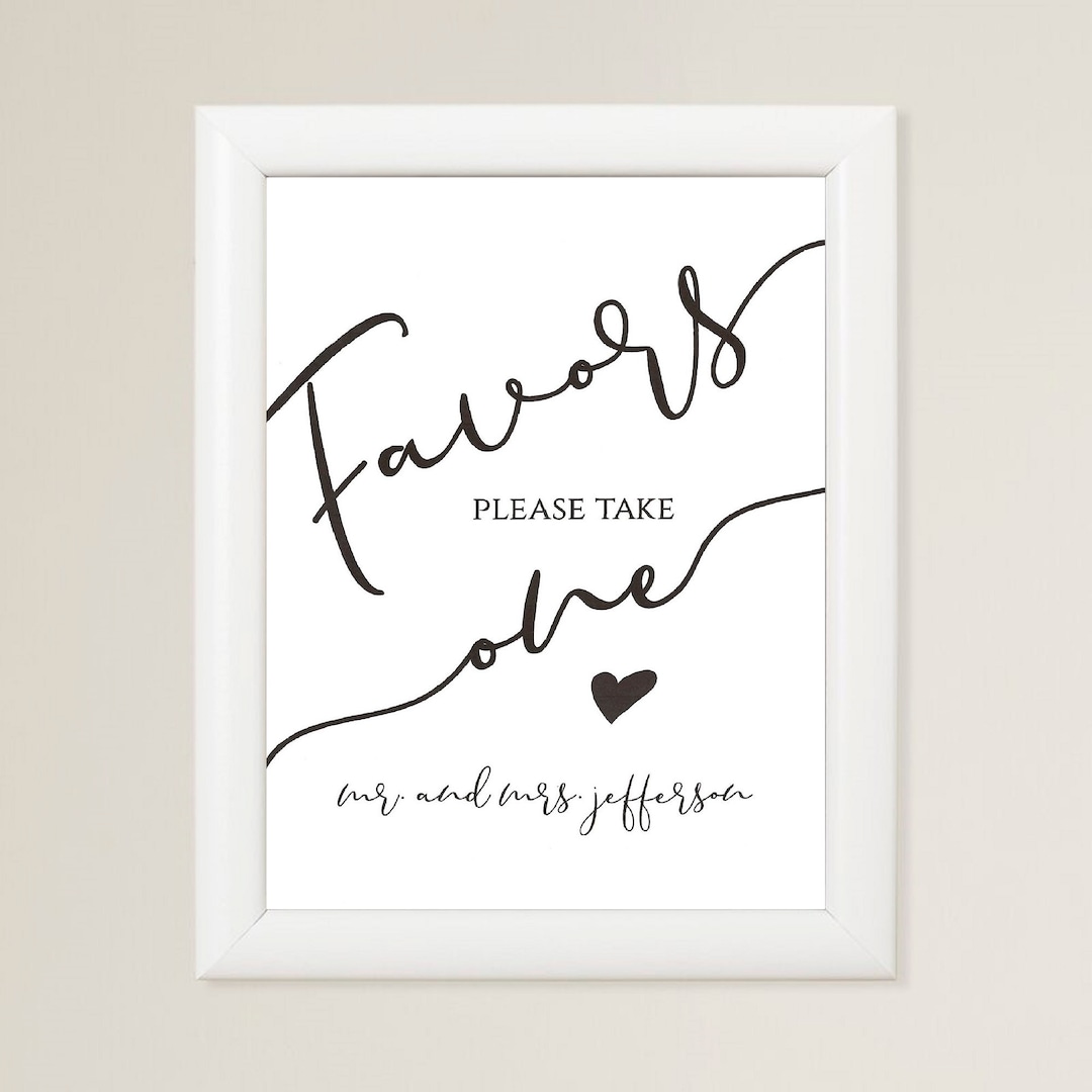 Favors Please Take One 8X10 Editable Template/fully Editable Reception ...